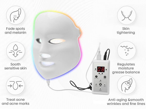 7 Colors LED Light Photon Face Mask Rejuvenation Skin Care Therapy ...