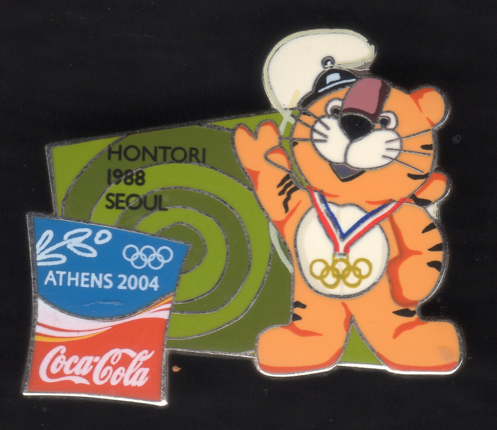 ATHENS 2004 OLYMPIC GAMES PIN. COCA COLA COMMEMORATING SEOUL 1988 ...