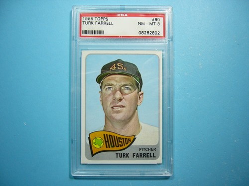 1965 TOPPS MLB BASEBALL CARD #80 TURK FARRELL PSA 8 NM/MINT SHARP+ '65 ...