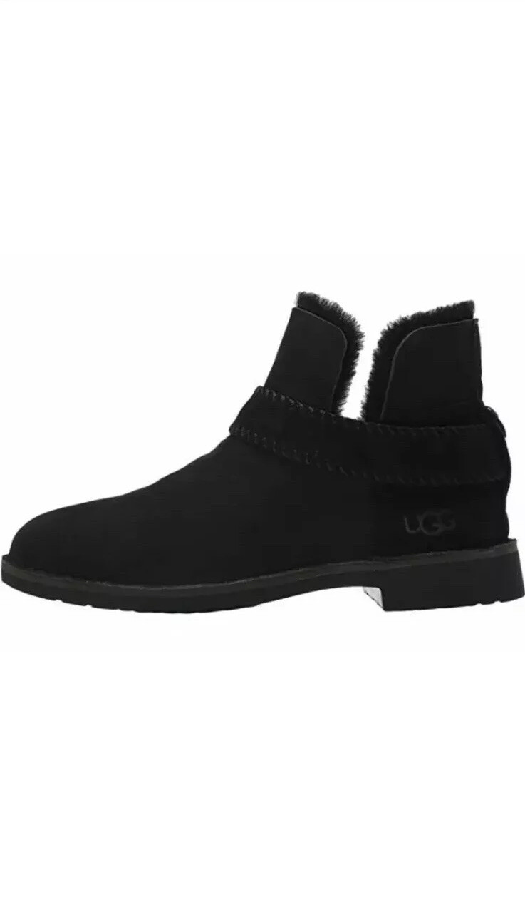 UGG Mckay Black Suede Sheepskin Ankle Boots Booties Size US 7.5 Womens ...