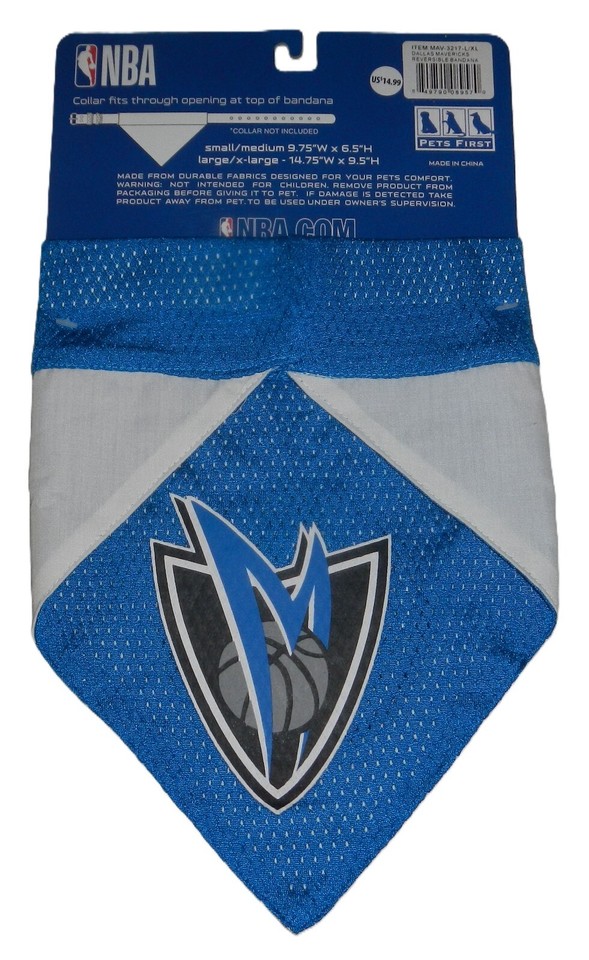 Dallas Mavericks Mavs NBA Basketball Reversible Dog Pet Bandana Size L ...