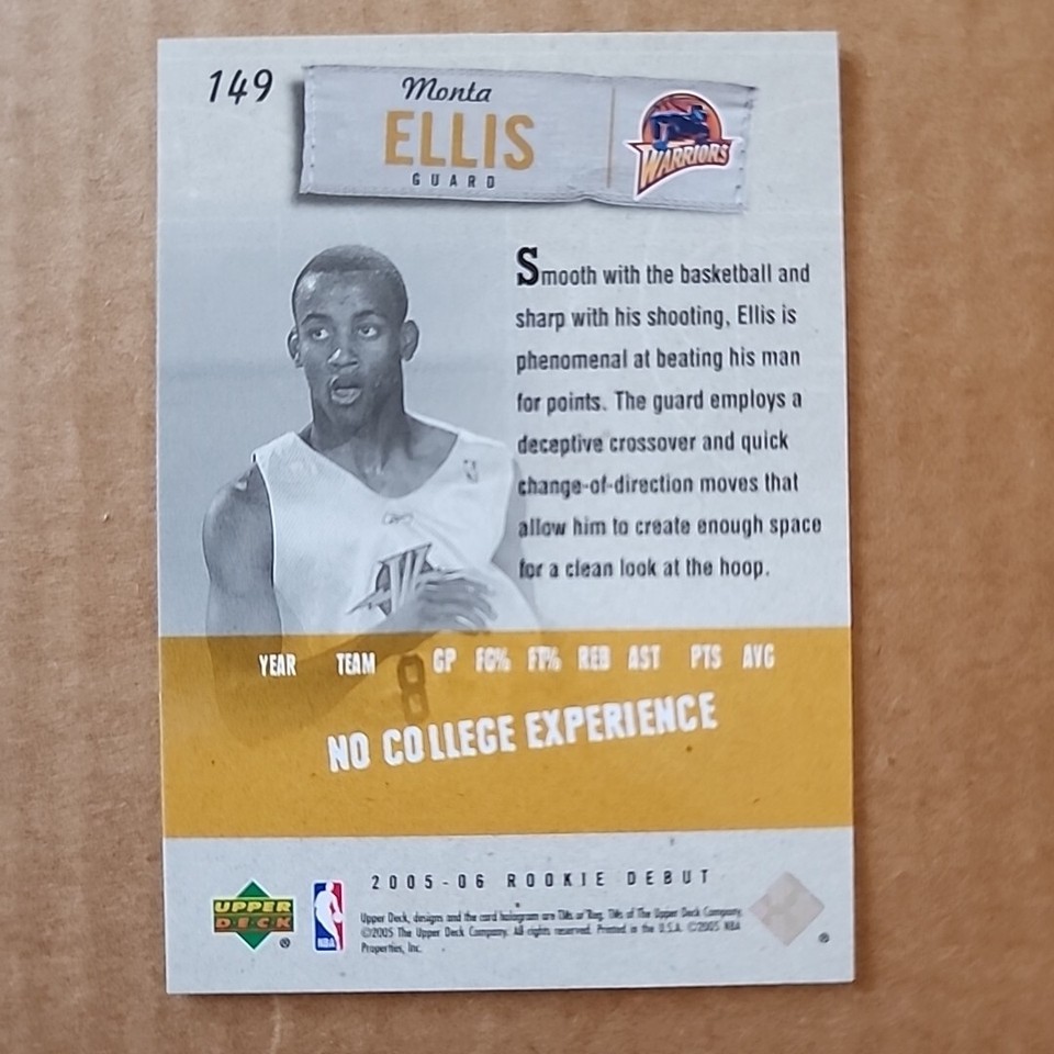 2005 Upper Deck Rookie Debut #149 Monta Ellis - Golden State Warriors ...