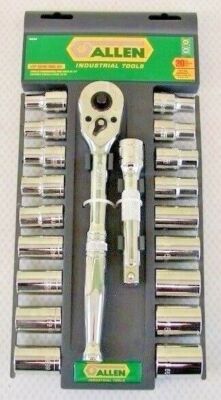 Allen 66636 20 Piece Socket Set 1/2" Drive Tools SAE & Metric | eBay