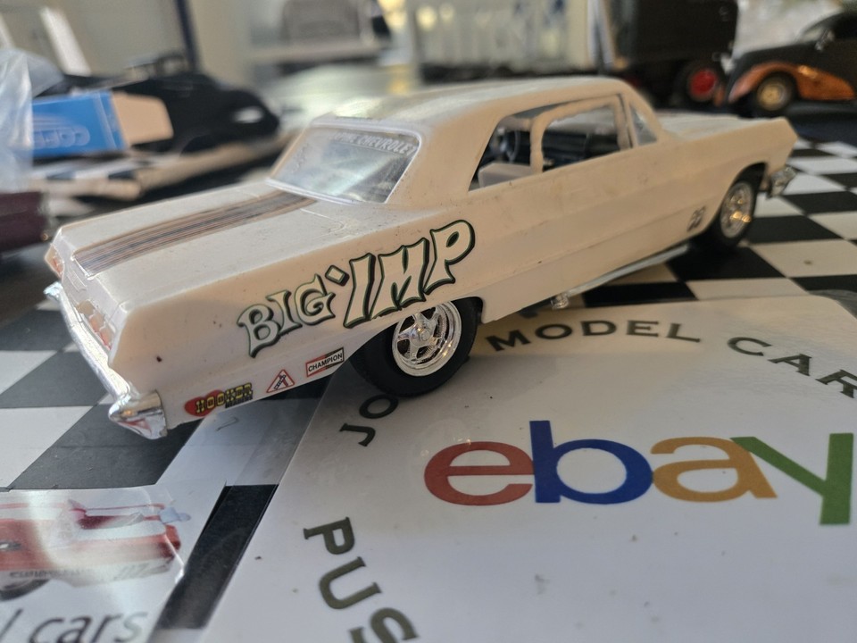 BUILT MODEL CAR VINTAGE AMT 63 IMPALA UNPAINTED OLDER BUILT PIECE BENT ...