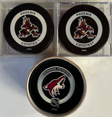 (3) PHOENIX COYOTES NHL OFFICIAL GAME HOCKEY PUCKS - INGLASCO CANADA ...