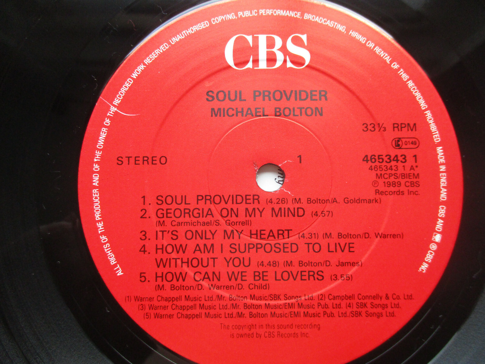 MICHAEL BOLTON SOUL PROVIDER ORIGINAL 1989 CBS RECORDS STUDIO ALBUM ...