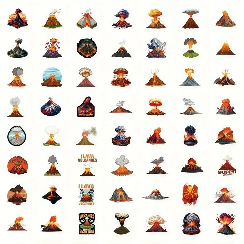 55pc Volcano Eruption Sticker Pack Decals Phone Case, Laptop ...