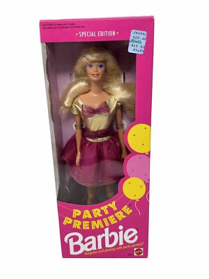 1992 Mattel Special Edition Party Premiere Barbie Doll Toy Figure ...