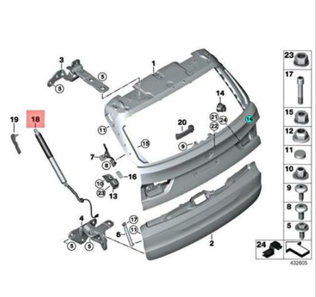 NEW BMW X5 F15 F85 M REAR RIGHT TAILGATE GAS PRESSURED SHOCK ...