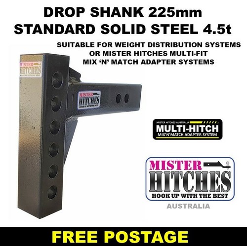 DROP SHANK 225mm HITCH SUIT WEIGHT DISTRIBUTION SYSTEM eg Hayman Reese ...