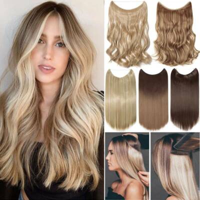 Natural Long Thick Invisible Wire in Hair Extensions Secret Wire Soft ...