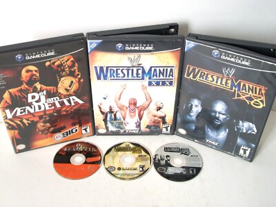 Nintendo GameCube Wrestling Games Lot Def Jam Vendetta WWE Wrestlemania ...