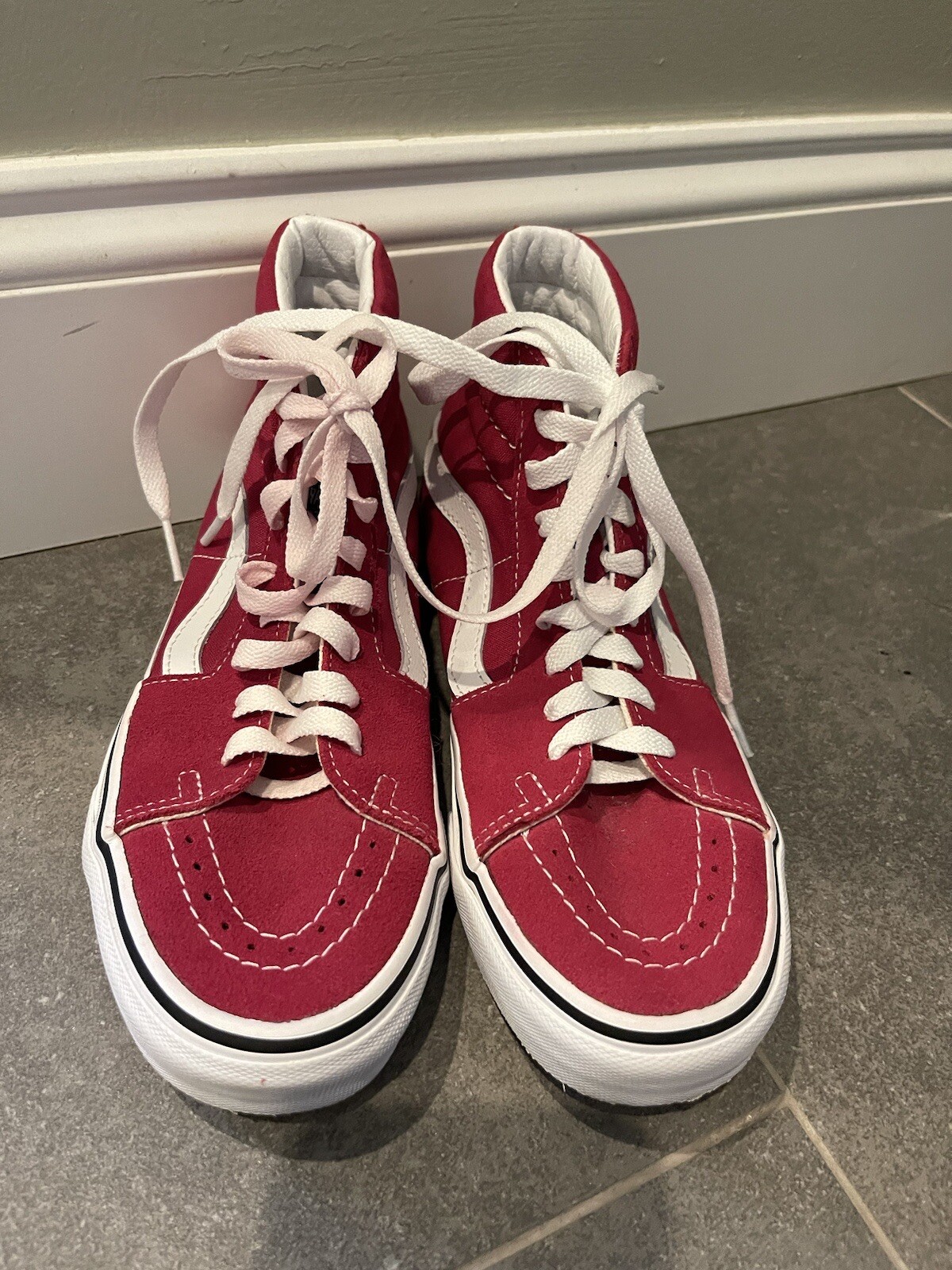 Vans Unisex Sk8 Hi Dark Raspberry Pink Mens 5 Women 6.5 old Skool Shoes ...