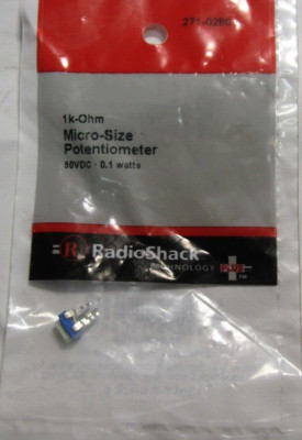 RadioShack Micro-Size Potentiometer 1K-Ohm 50VDC 271-0280 New And ...