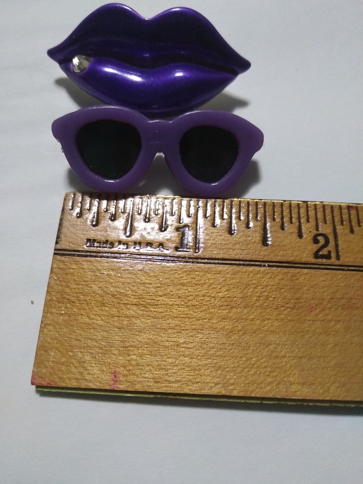 VTG NEW WAVE FUN FUNKY EGGPLANT PURPLE NOS RHINESTONE LIPS & SUN ...