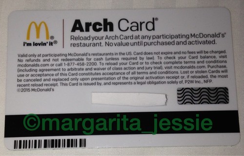 McDonald's 2015 ARCH/GIFT CARD "FRIES" Xmas Holiday Limited Edition NO ...