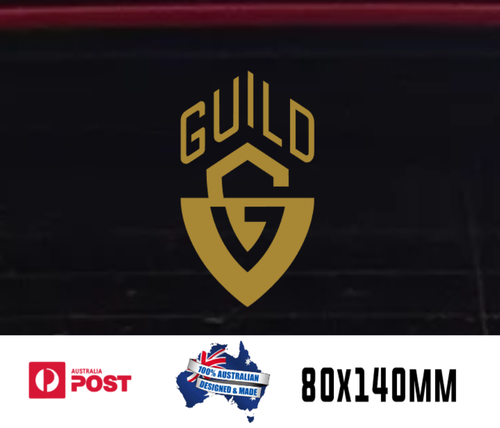 2x Guild Guitars Windshield Windscreen Laptop Sticker Decal 140mm GOLD ...
