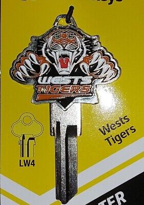 NRL West Tigers 3D House Key - LW4 Blank Metal Badge Keys Uncut - Rugby ...