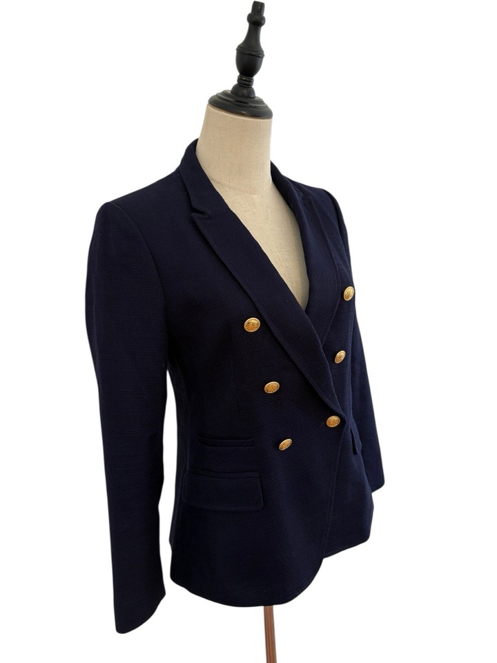 NWT Banana Republic Double Breasted Captain Blazer Gold Button Cotton ...