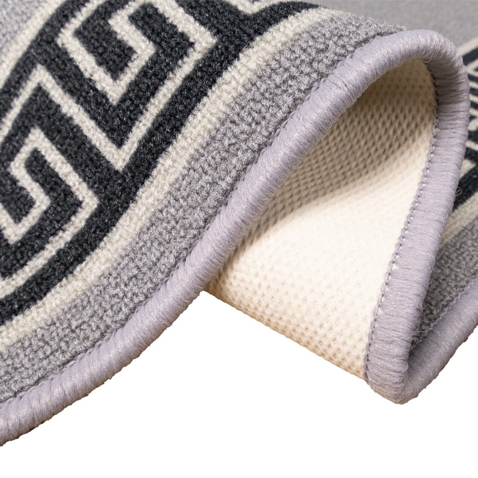 Custom Size Anti Slip Low Profile Loop Pile Meander Gray Design Runner ...