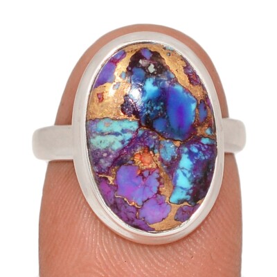 Composite Copper Purple With Blue Turquoise 925 Silver Ring s.6.5 ...