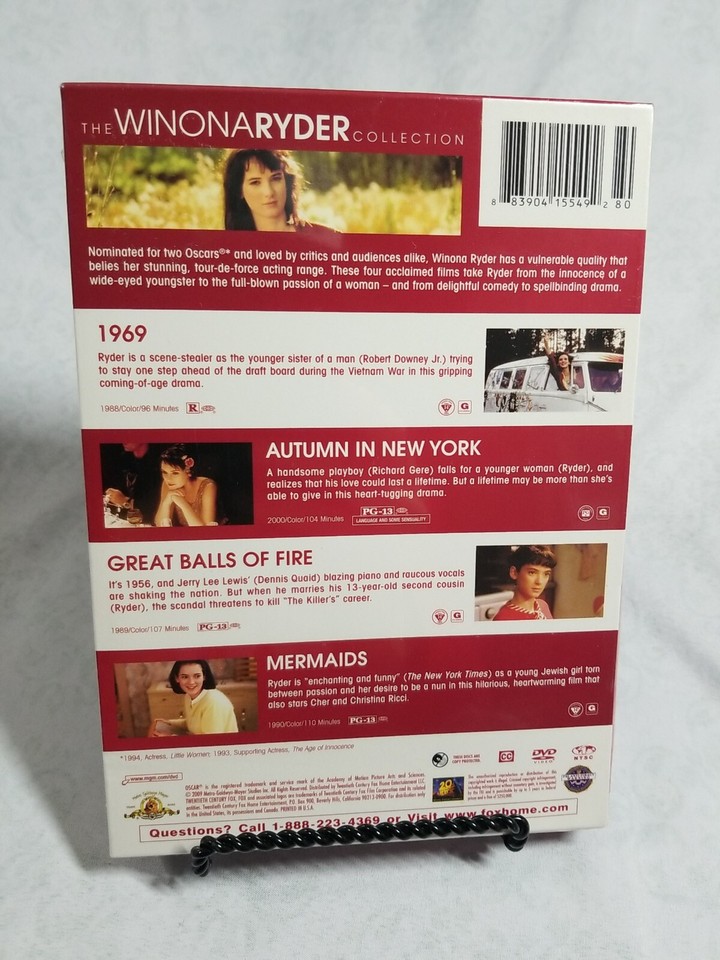 Winona Ryder Collection DVD Great Balls Of Fire Mermaids 1969 Autumn In ...
