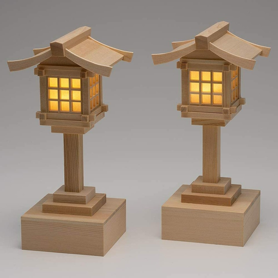 Japanese Kamidana Remote control type 春日灯篭 Kasuga lantern pair H7in ...