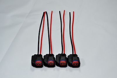 Set 4 EV6 EV14 USCAR Fuel Injector Connector Pigtail Wire Dodge LS2 LS3 ...