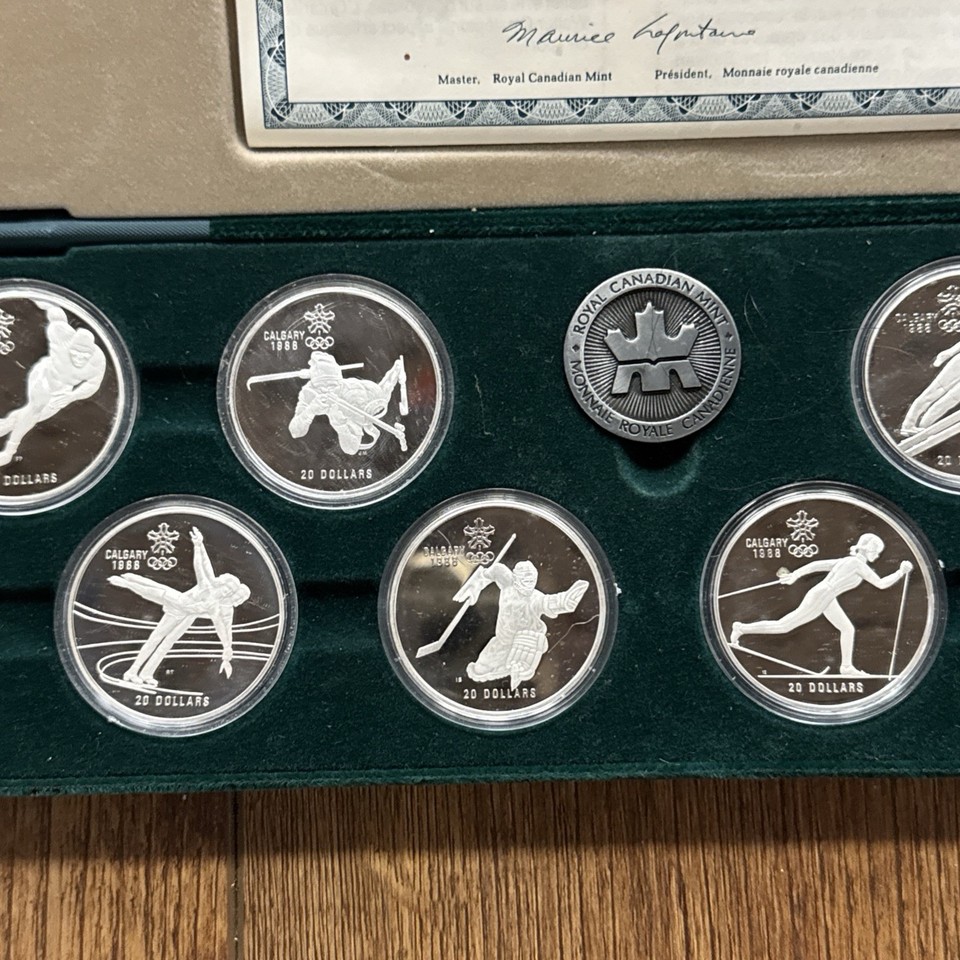 1988 Canada Olympic 10 Coin Proof Set 1 oz Silver Coins With Box ...