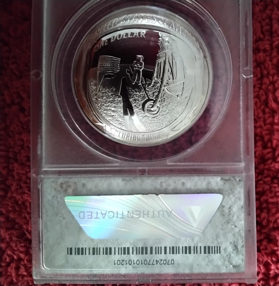 2019 P APOLLO 11 50 ANNIVERSARY FDOI-- SILVER $1 COIN ANACS PR70-#1201 ...