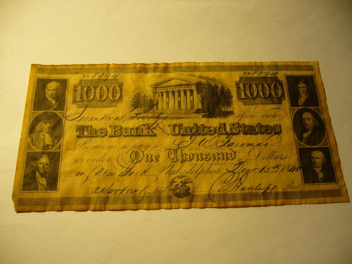 Treasury Note 1840 Notes From Item Inscribed In Pencil On Verso 1840