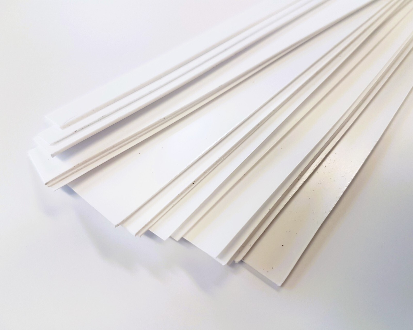 Plasticard Styrene Strips 300mm White Matt 0.25 to 1mm Thick 14 to 30mm ...