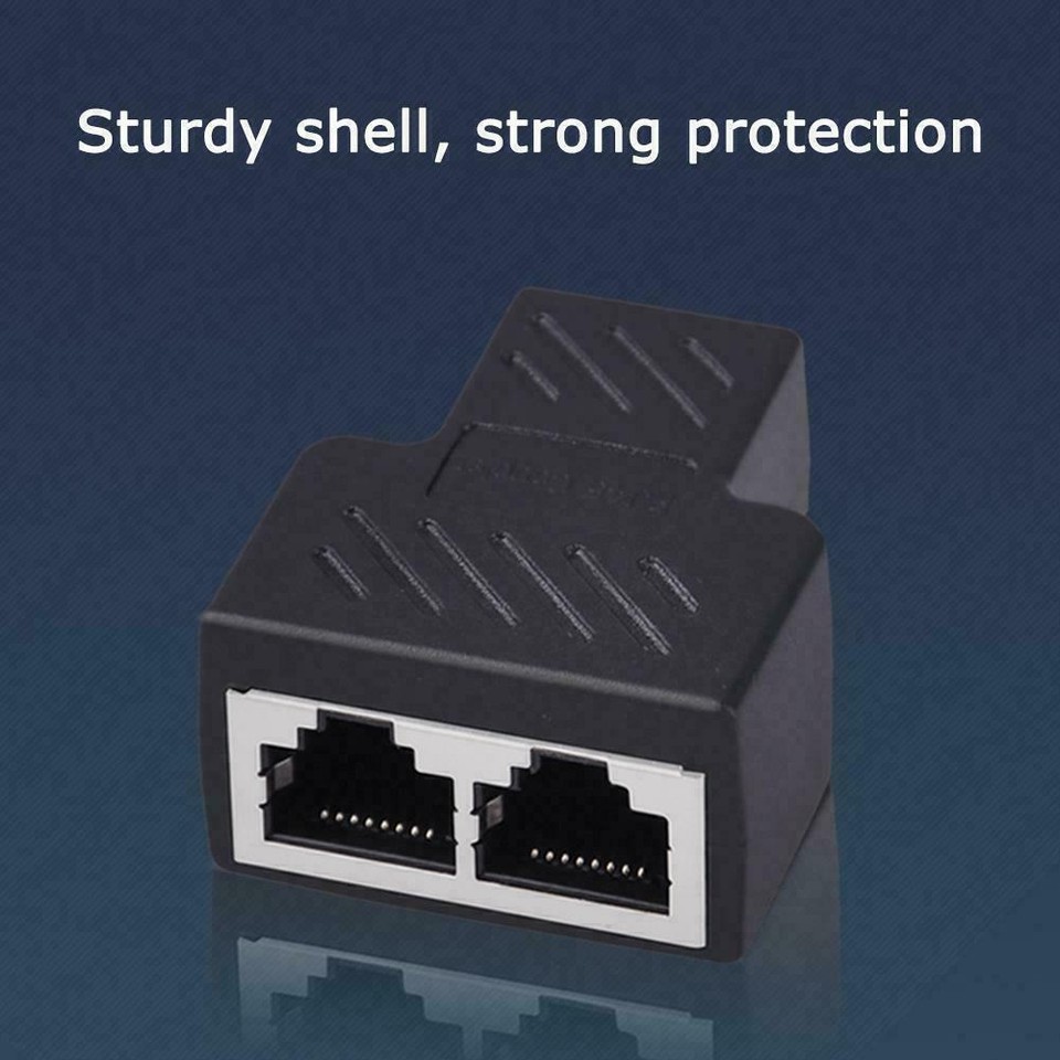 2 Port RJ45 Splitter Adapter LAN Network Ethernet Cable J1 Connector 1X ...