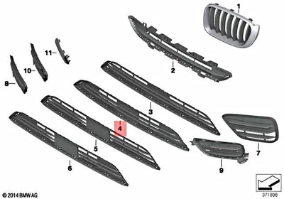Genuine BMW F25 Front Center Lower Partially Closed Grille OEM ...