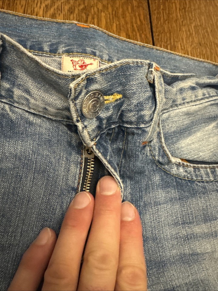 True Religion Men's Blue Jeans Straight Leg Flap Pocket Big T Size 36 ...