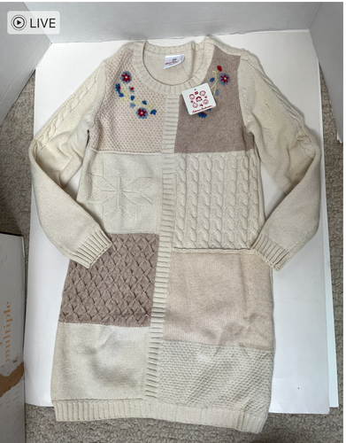 Hanna Andersson DRESS Cable Knit Patchwork NEW w tags cm130 =US Girls 8 ...