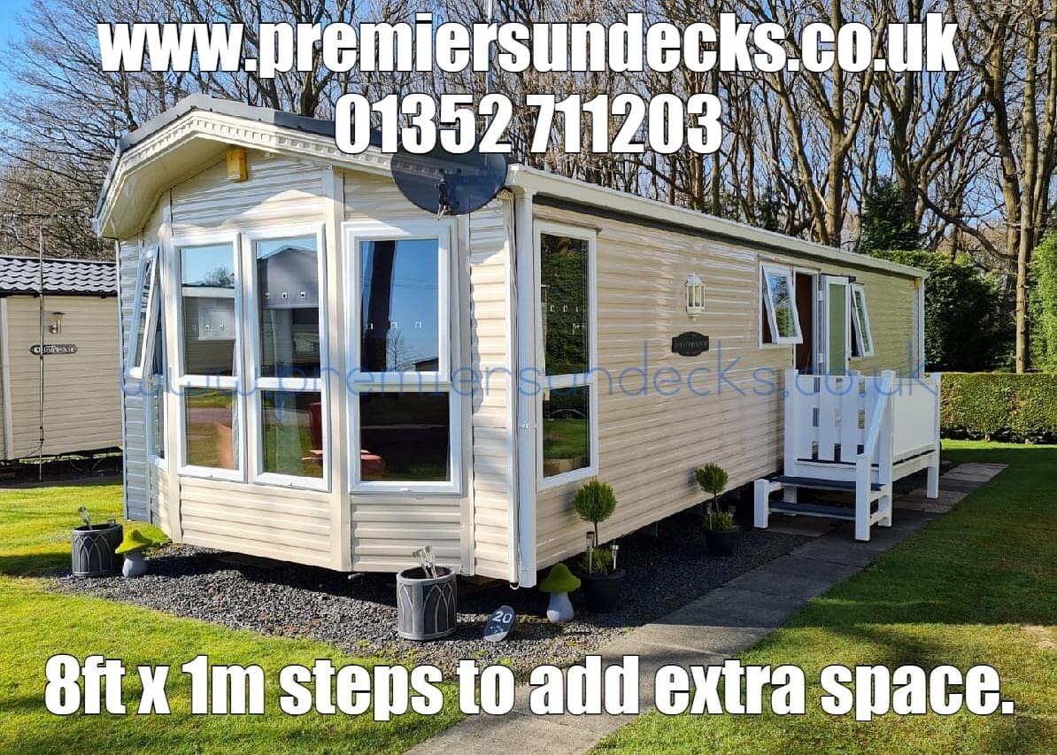 Bargain plastic conservatory uPVC Caravan Decking Veranda with Steps ...