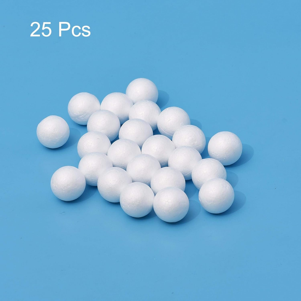 25Pcs 1.5" White Polystyrene Foam Balls Smooth round Solid Ball for ...