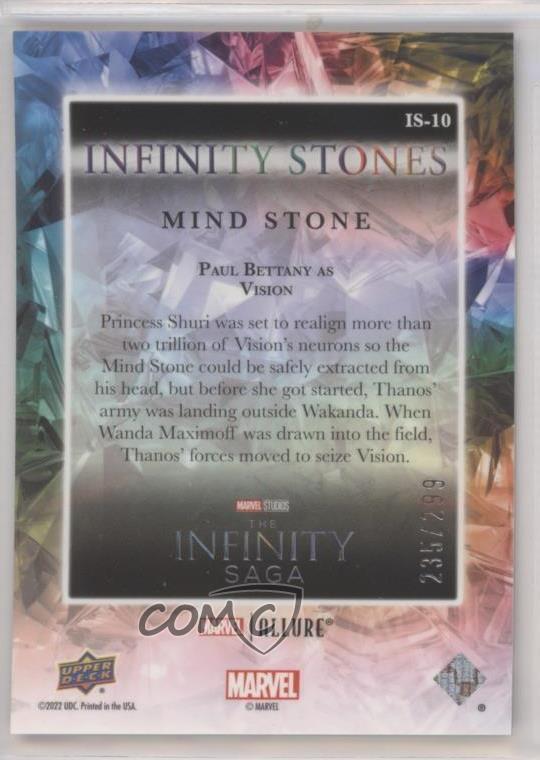 2022 Marvel Allure Infinity Stones Mind Stone /299 as Vision Paul ...