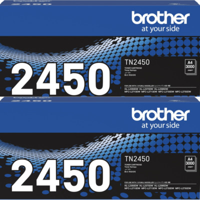 NEW 2x Brother TN2450 Toner Ink Cartridge Printer High Yield Genuine TN ...