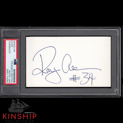 Ray Allen signed 3x5 Index Card PSA DNA Slabbed Vintage Full Auto HOF ...