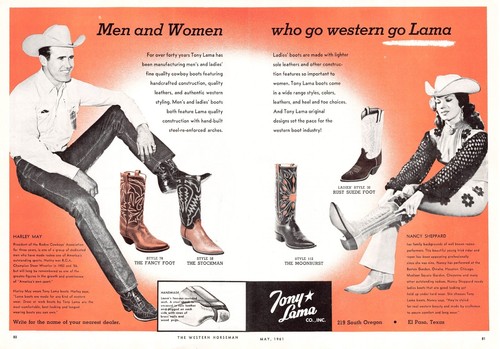 Harley May & Nancy Sheppard Endorsed Tony Lama Western Cowboy Boots Vtg ...