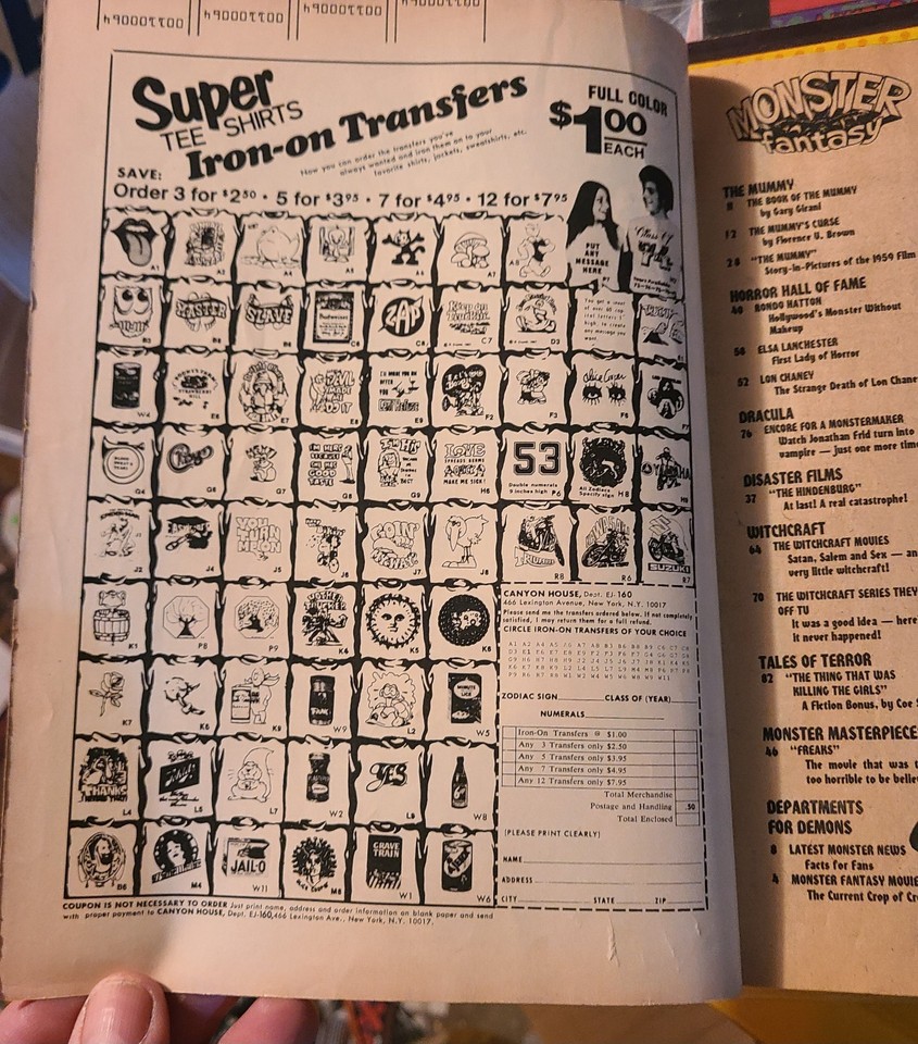 MONSTER FANTASY MAGAZINE 1975 MUMMY LON CHANEY WITCHCRAFT HORROR ELSA ...