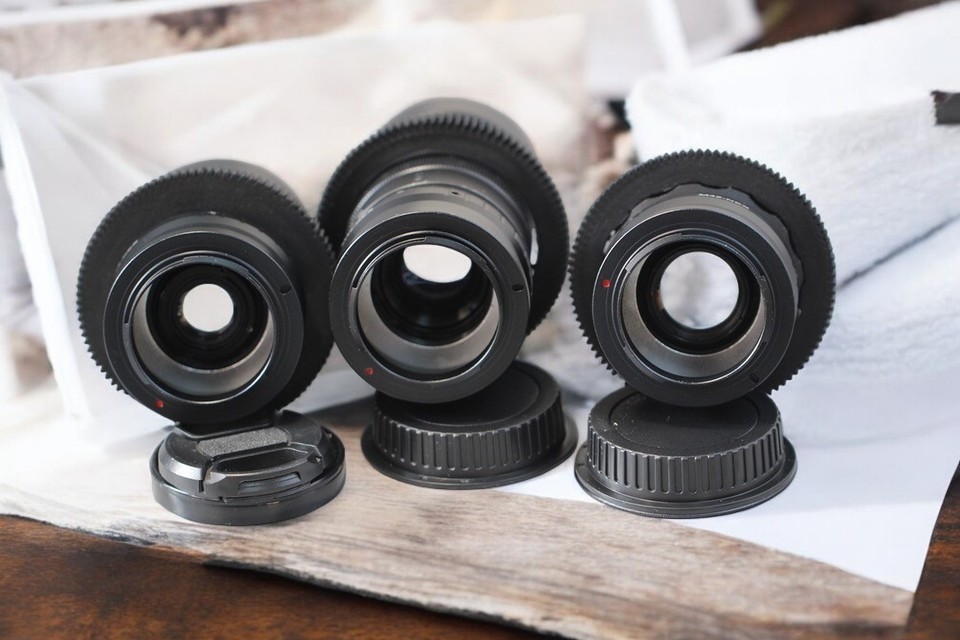 🎬 Set of 3 Cine-Mod Lenses HELIOS-44/58mm MIR-1B/37mm JUPITER-37/135mm ...