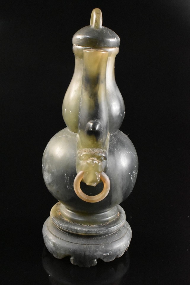 T1403: Japanese Stone jade/jewels FLOWER VASE Ikebana , Bonsai Ueki ...