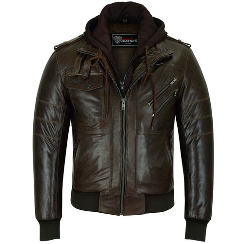 Vance Leather Mens Vincent Brown Waxed Premium Cowhide Motorcycle ...
