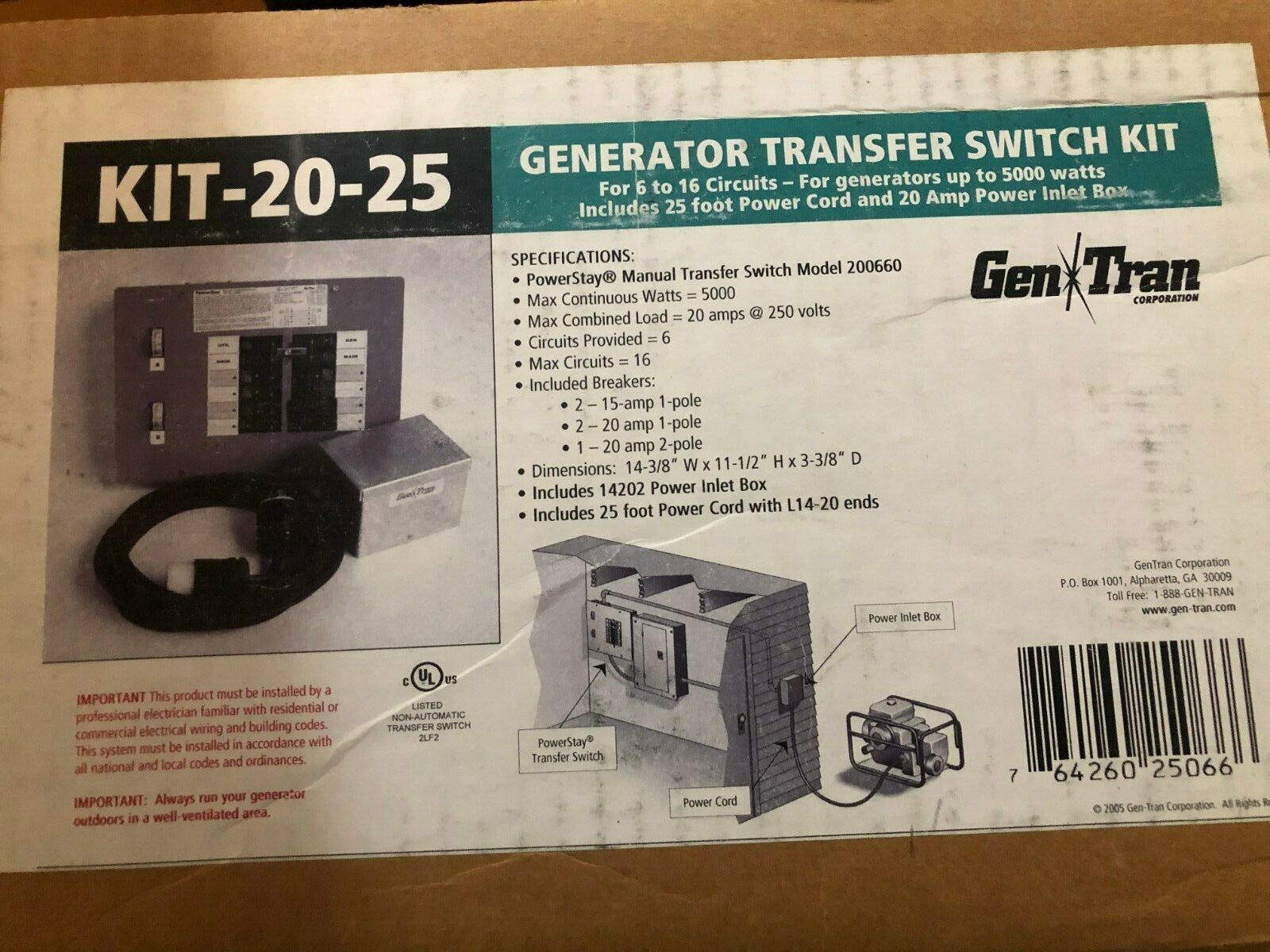 Gen-Tran 20-Amp Power Transfer System Package-KIT20-25 | eBay