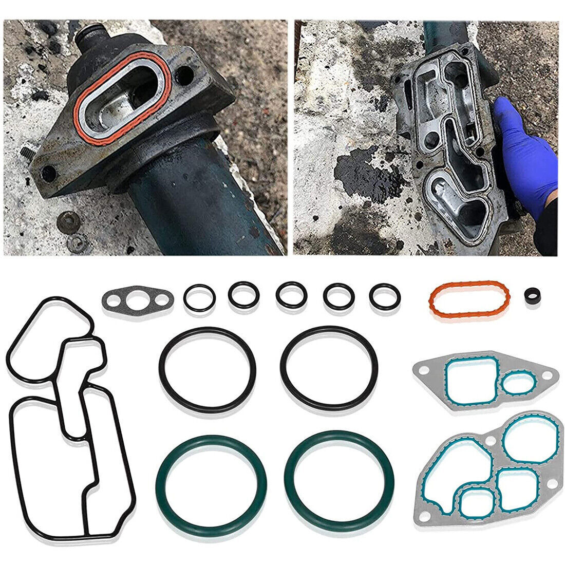 Engine Oil Cooler Gasket Kit for Navistar International DT466E 431270 ...