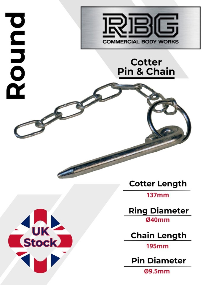 Round Cotter Pin & Chain 137 x 9.5mm Trailers Tail Gate Horseboxes ...