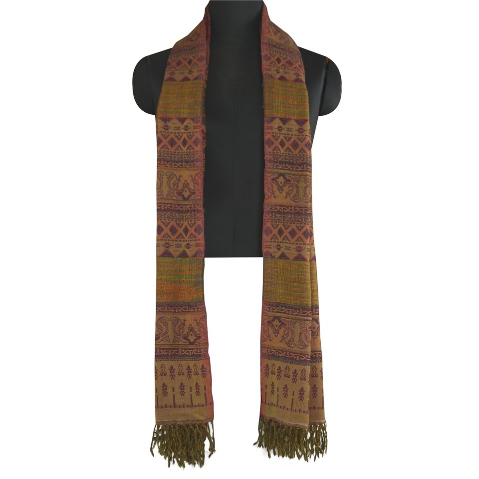 Sanskriti Vintage Long Pure Woolen Purple Scarf Woven Handloom Shawl ...